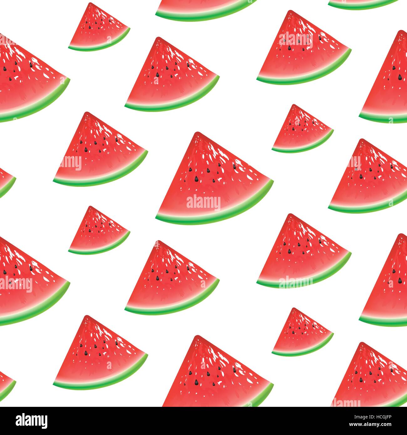 Seamless pattern of fresh watermelon slices on white background Stock ...