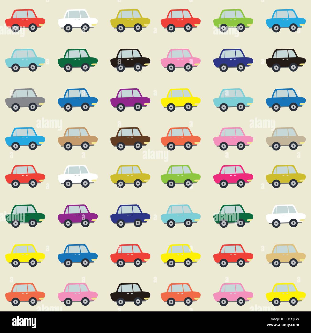 Seamless pattern of colorful little cars on beige background Stock ...