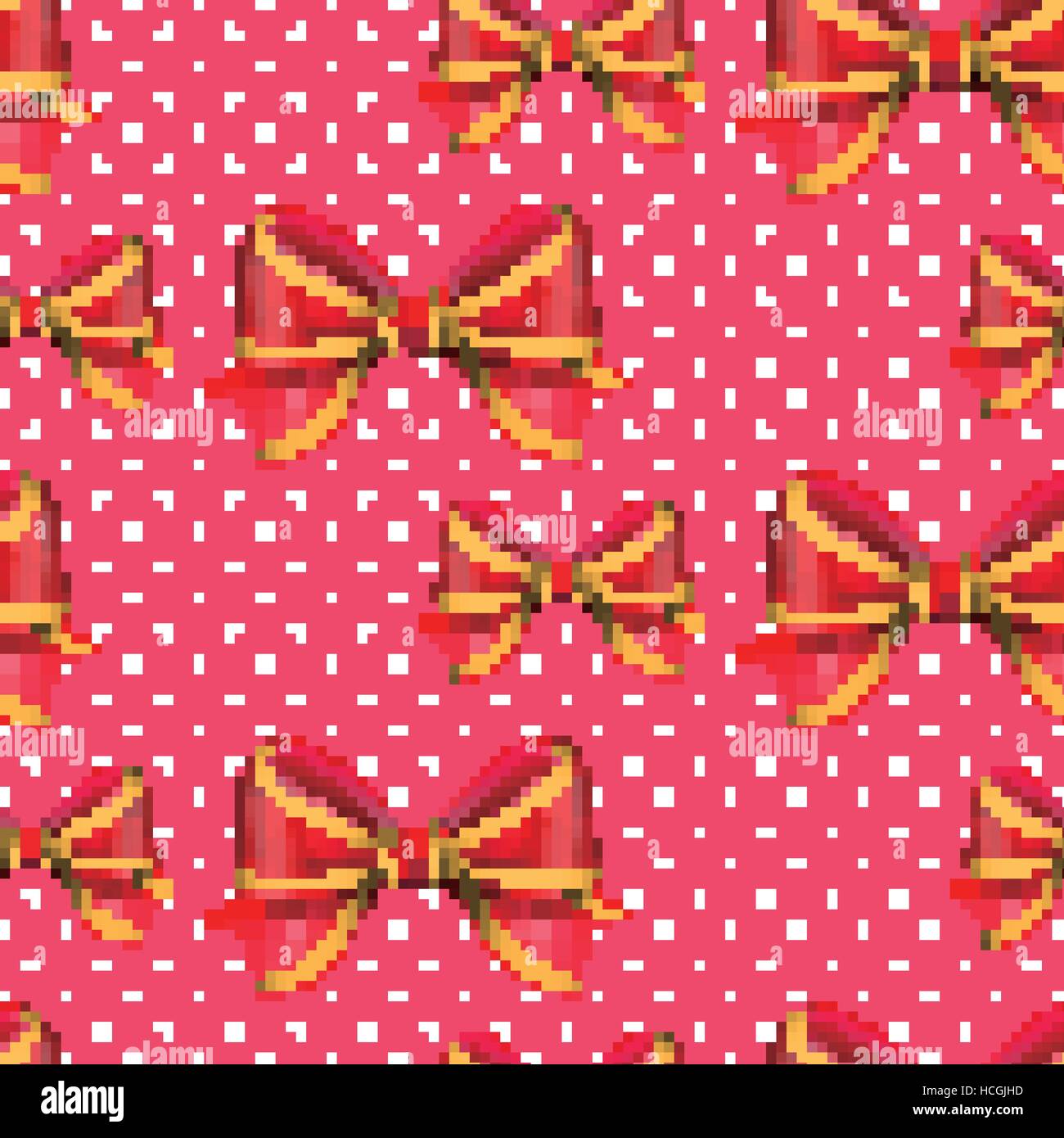 Shiny red bow in seamless pattern over pink background Stock Vector ...