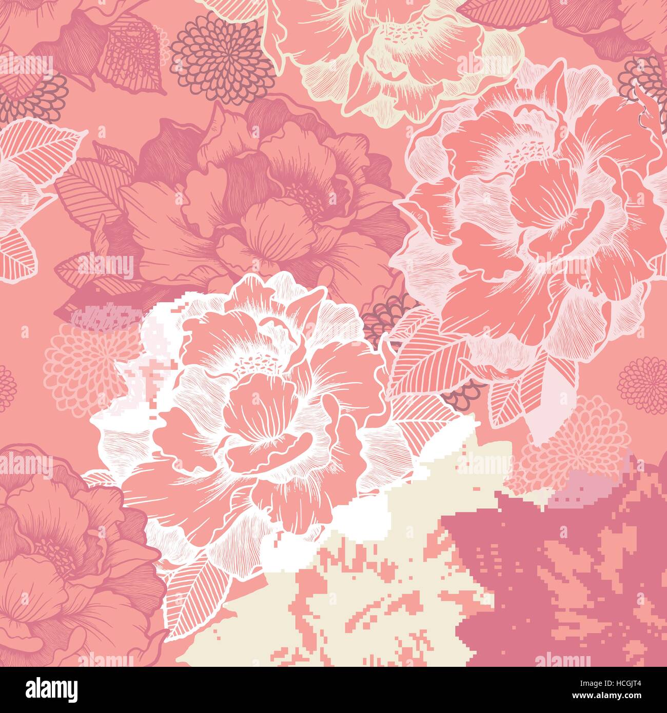 Delicate pink peony Stock Vector Images - Alamy