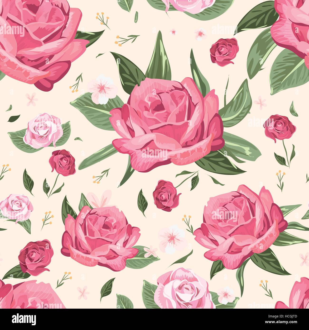 romantic seamless floral pattern background over beige Stock Vector ...