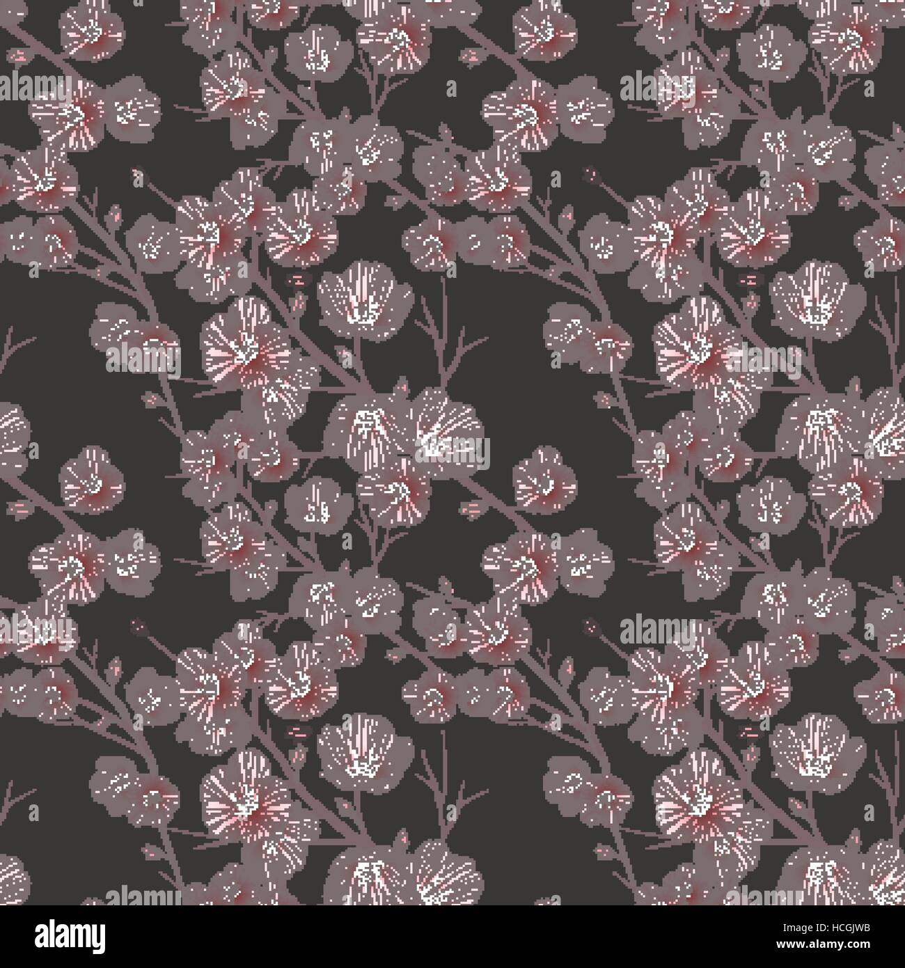 cherry blossom seamless pattern over black background Stock Vector ...
