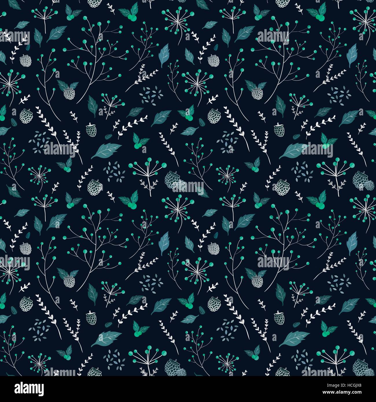 seamless pattern with autumn elements over blue background Stock Vector ...