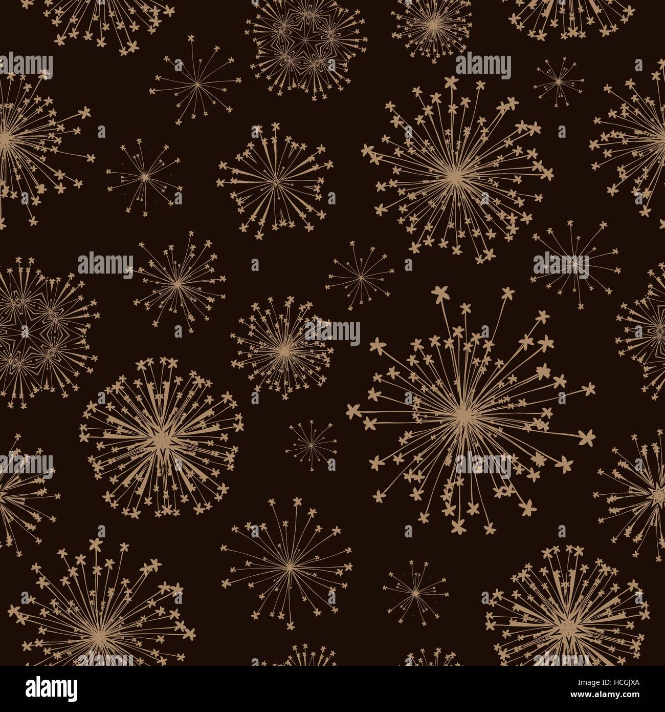 seamless radial flower pattern over brown background Stock Vector Image ...