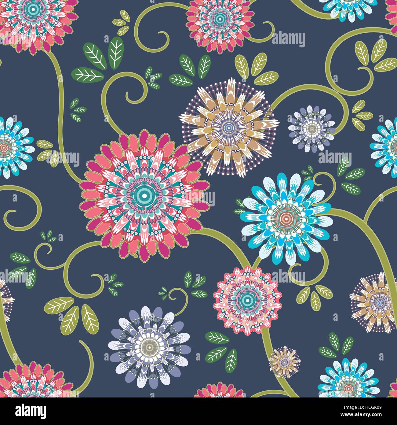 ornate floral seamless texture in cartoon style Stock Vector Image ...