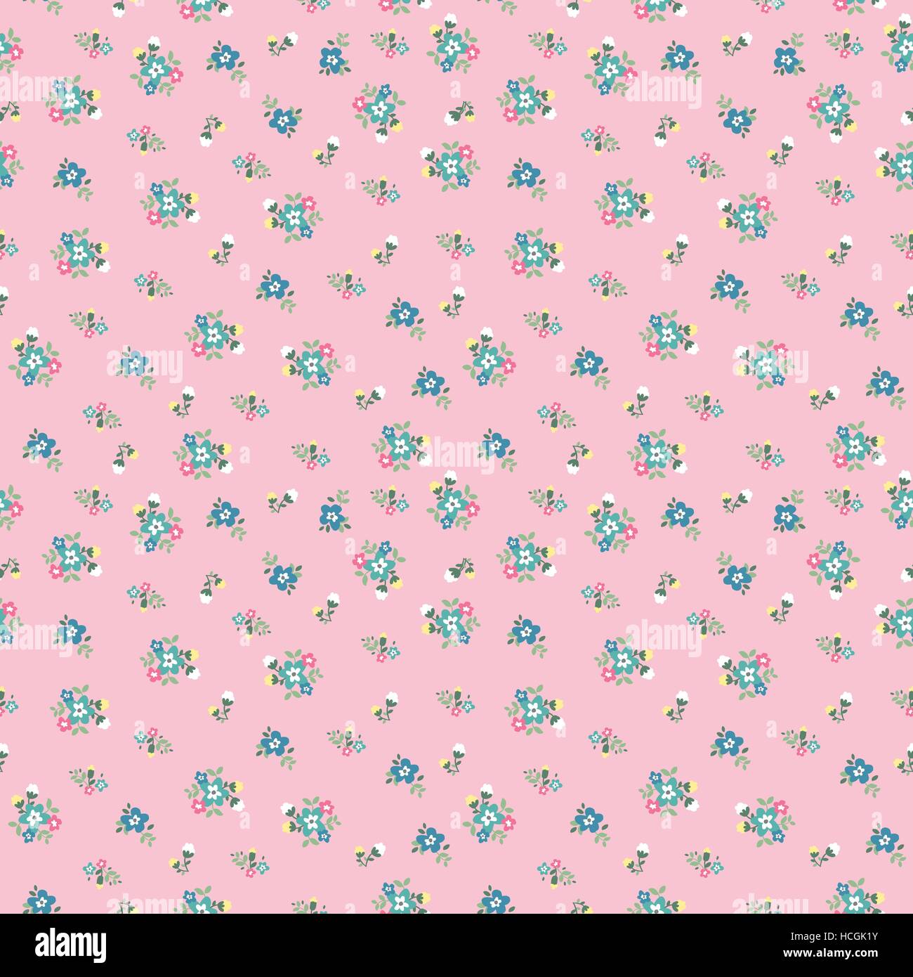 seamless tiny cute flower pattern background over pink Stock Vector ...