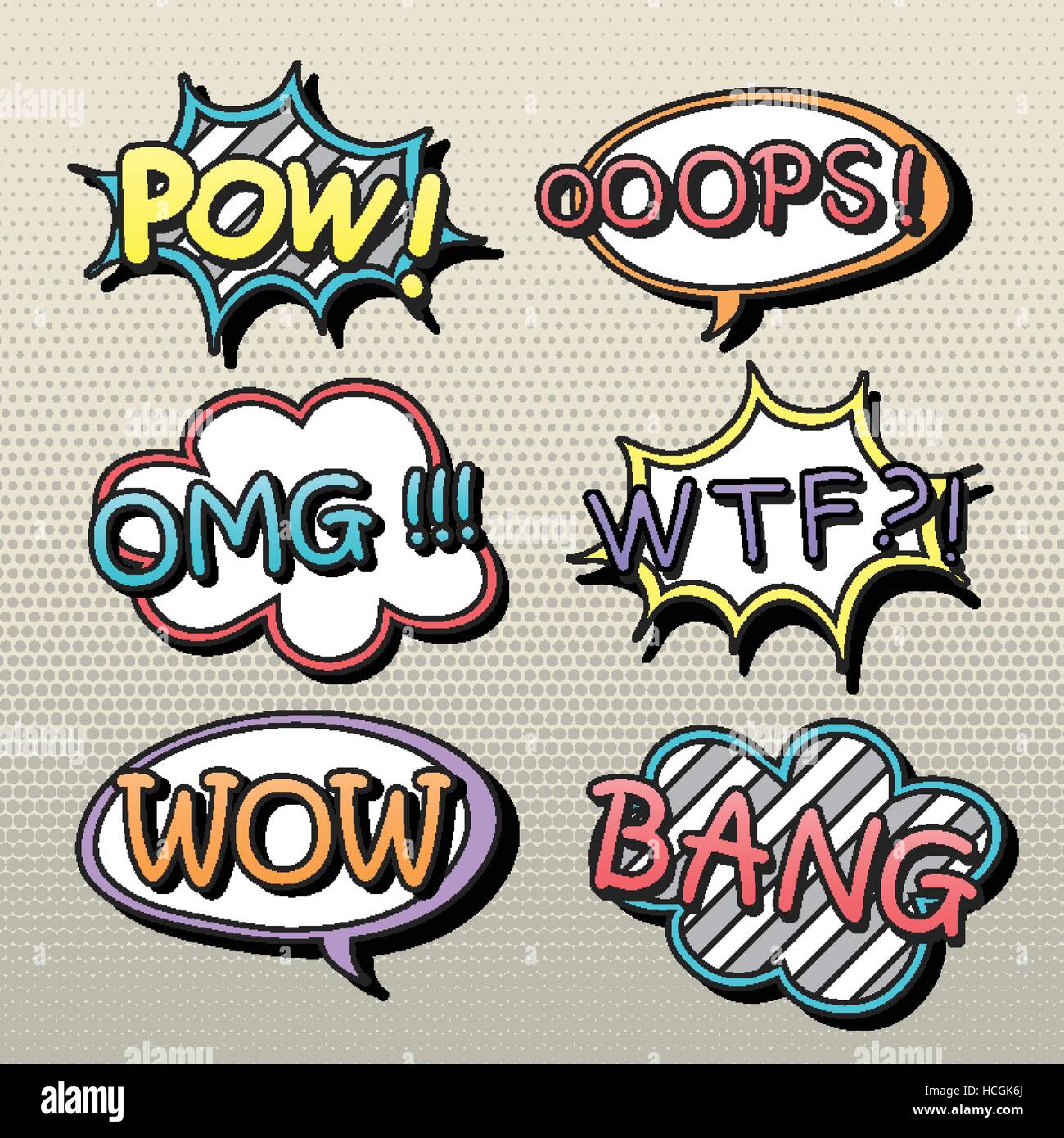 lovely comic sound effect set isolated on beige background Stock Vector ...