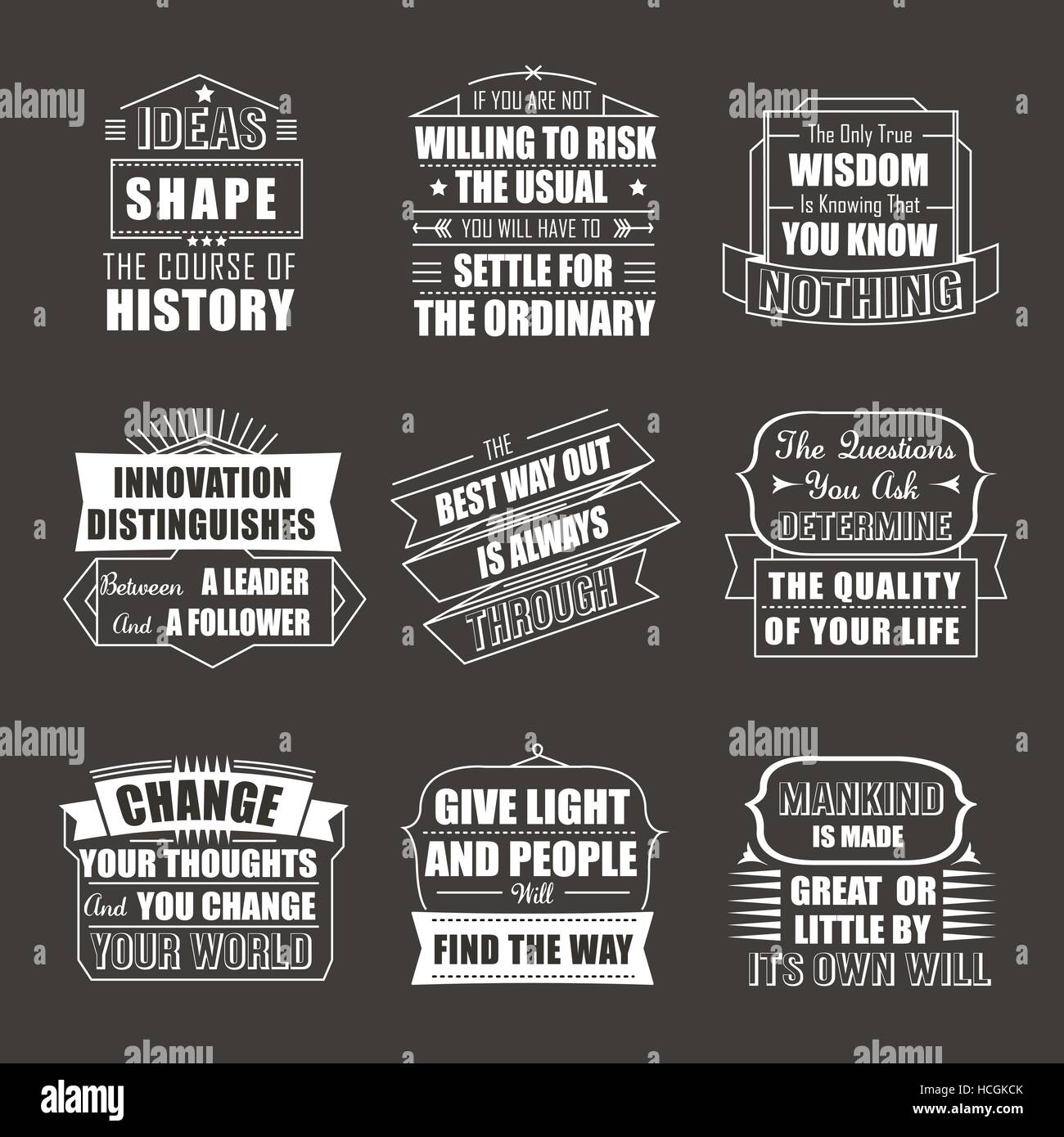 motivational and inspirational quotes set isolated on brown background ...