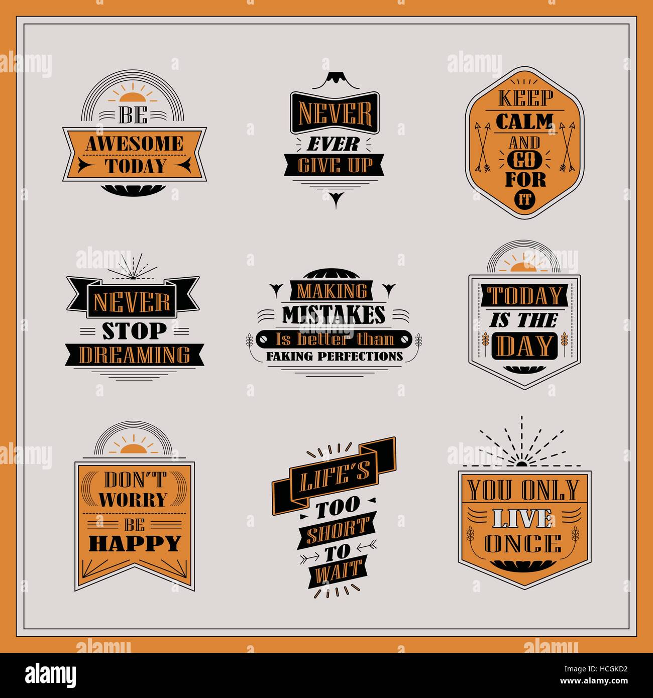 motivational and inspirational quotes set isolated on grey background ...