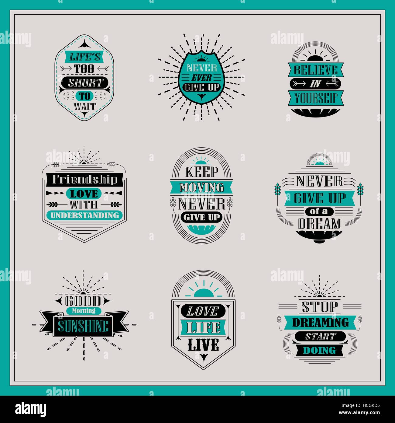 motivational and inspirational quotes set isolated on grey background ...