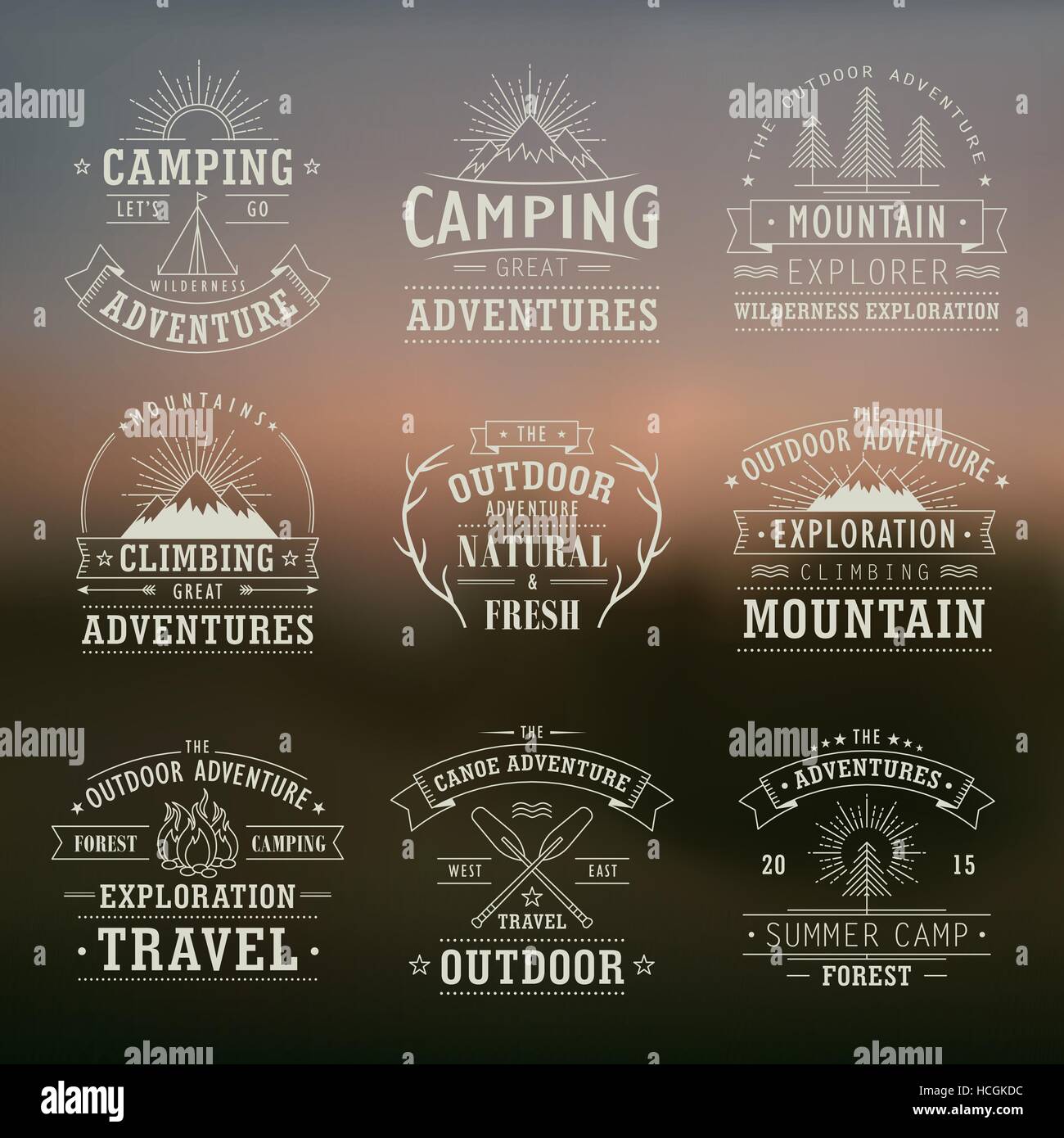 set of wilderness and nature exploration vintage emblems Stock Vector ...