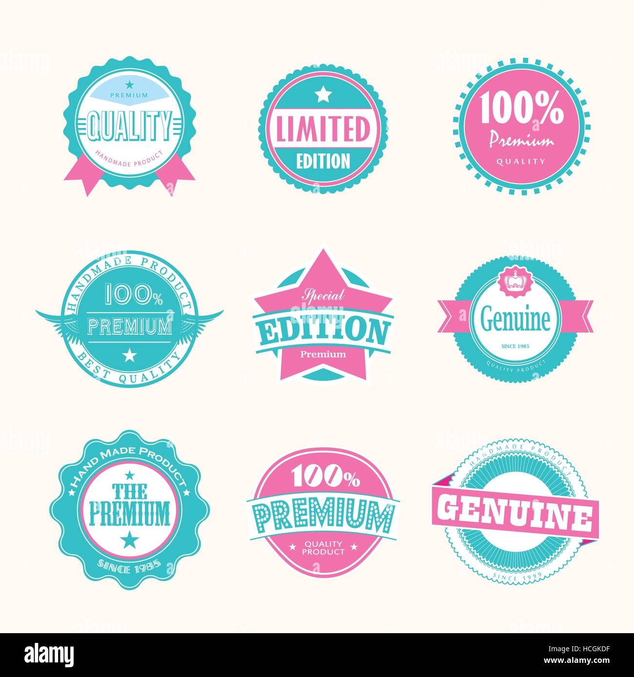 Collection of Premium Quality and Guarantee Labels retro vintage style design. 100% Premium ...