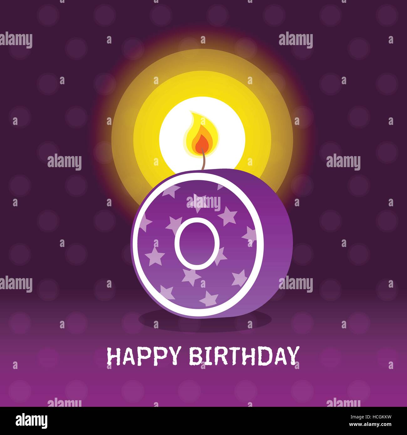birthday card, zeroth birthday with candle , number 0 Stock Vector ...