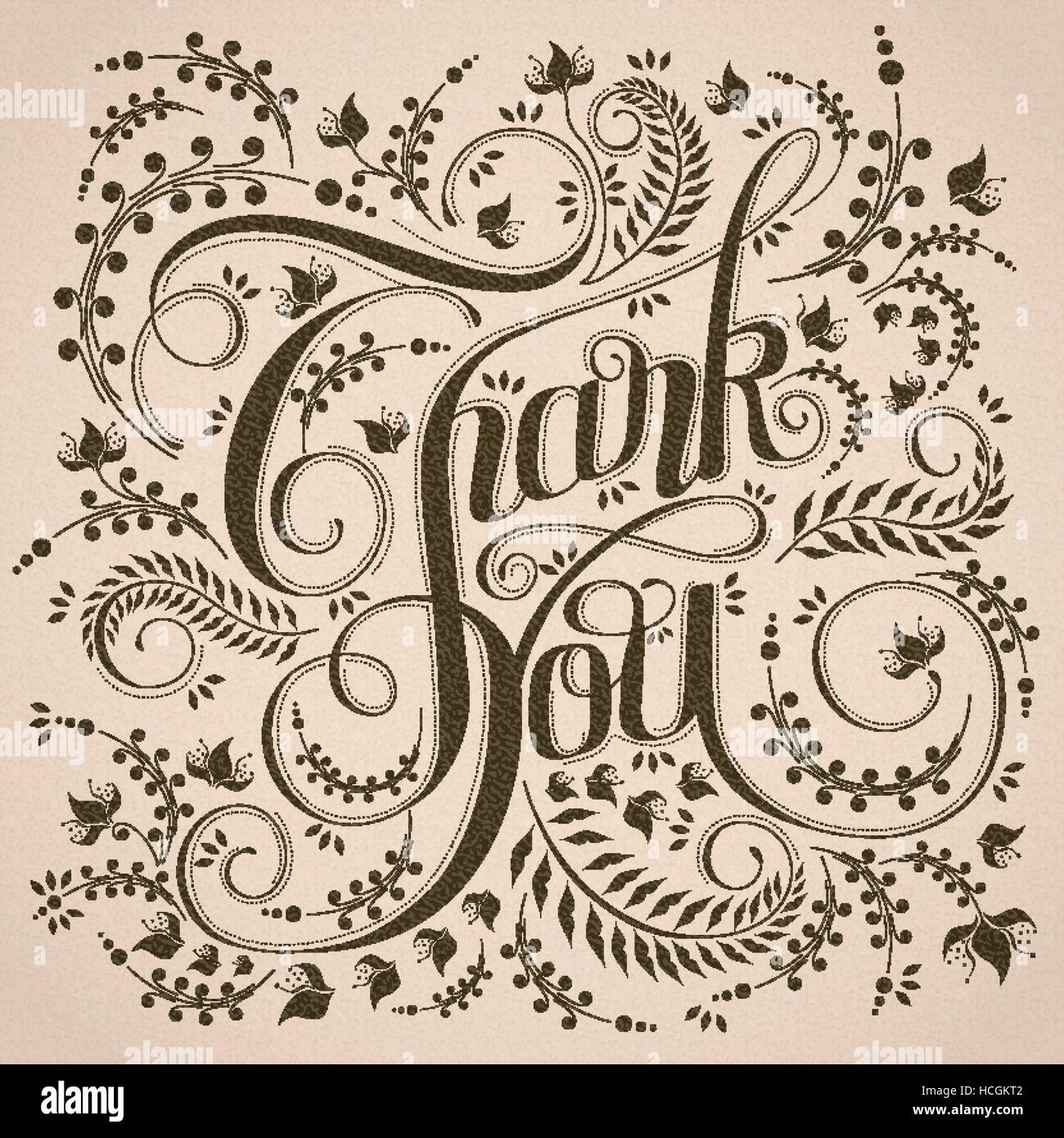 beautiful thank you calligraphy design in retro style Stock Vector ...