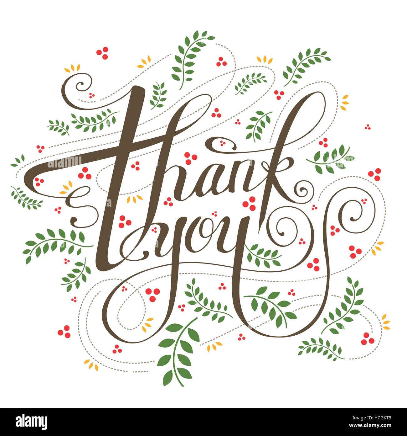 thank you calligraphy design with lovey decoration Stock Vector Image ...