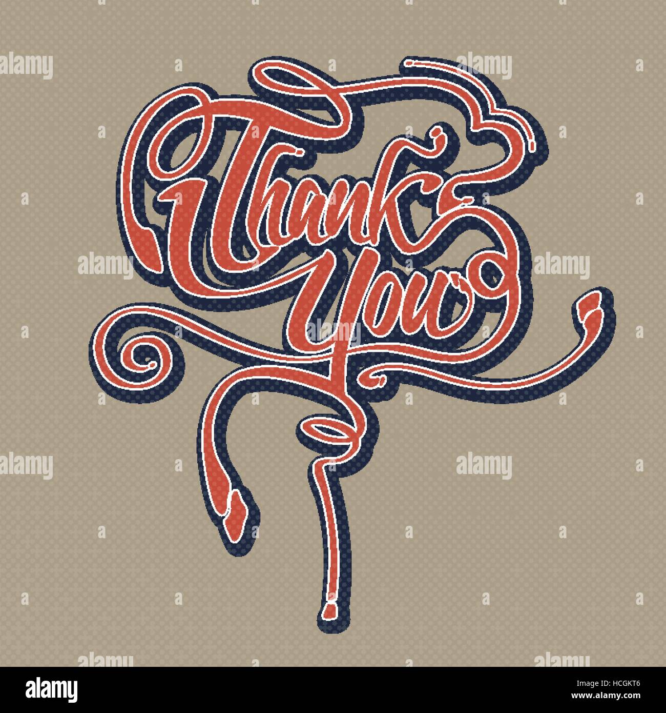 retro thank you calligraphy design with halftone effects Stock Vector ...