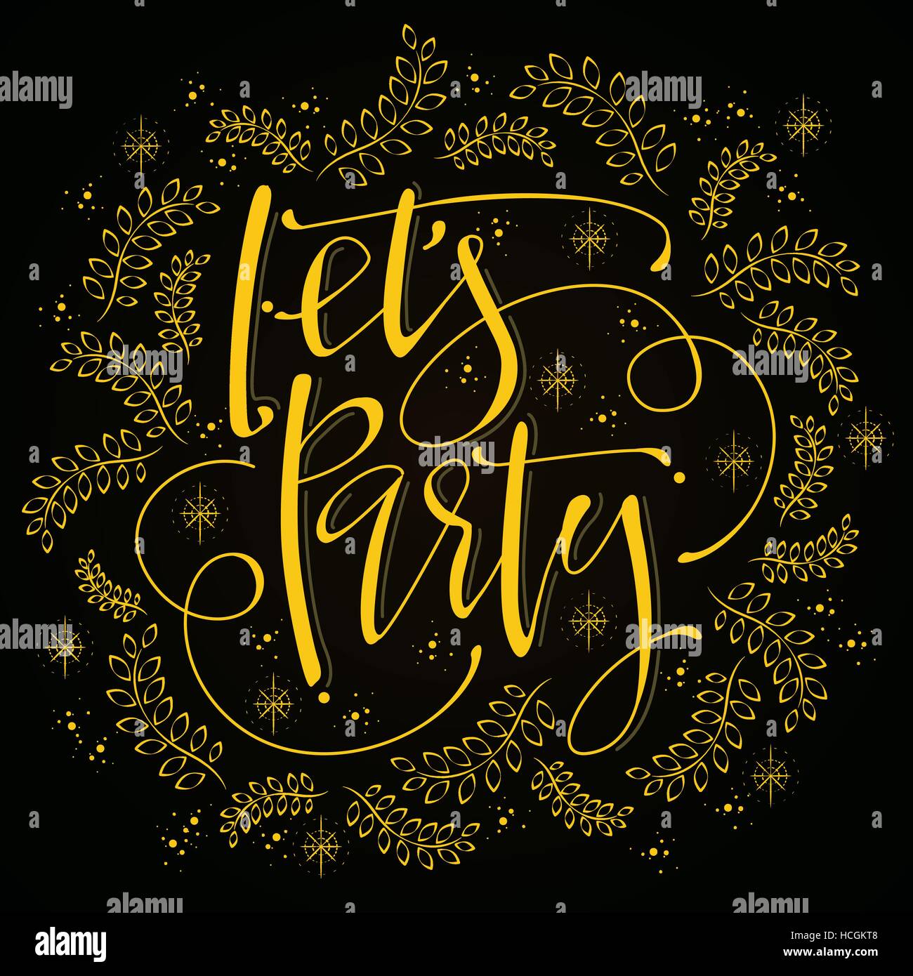 attractive let's party calligraphy design with sumptuous decoration ...