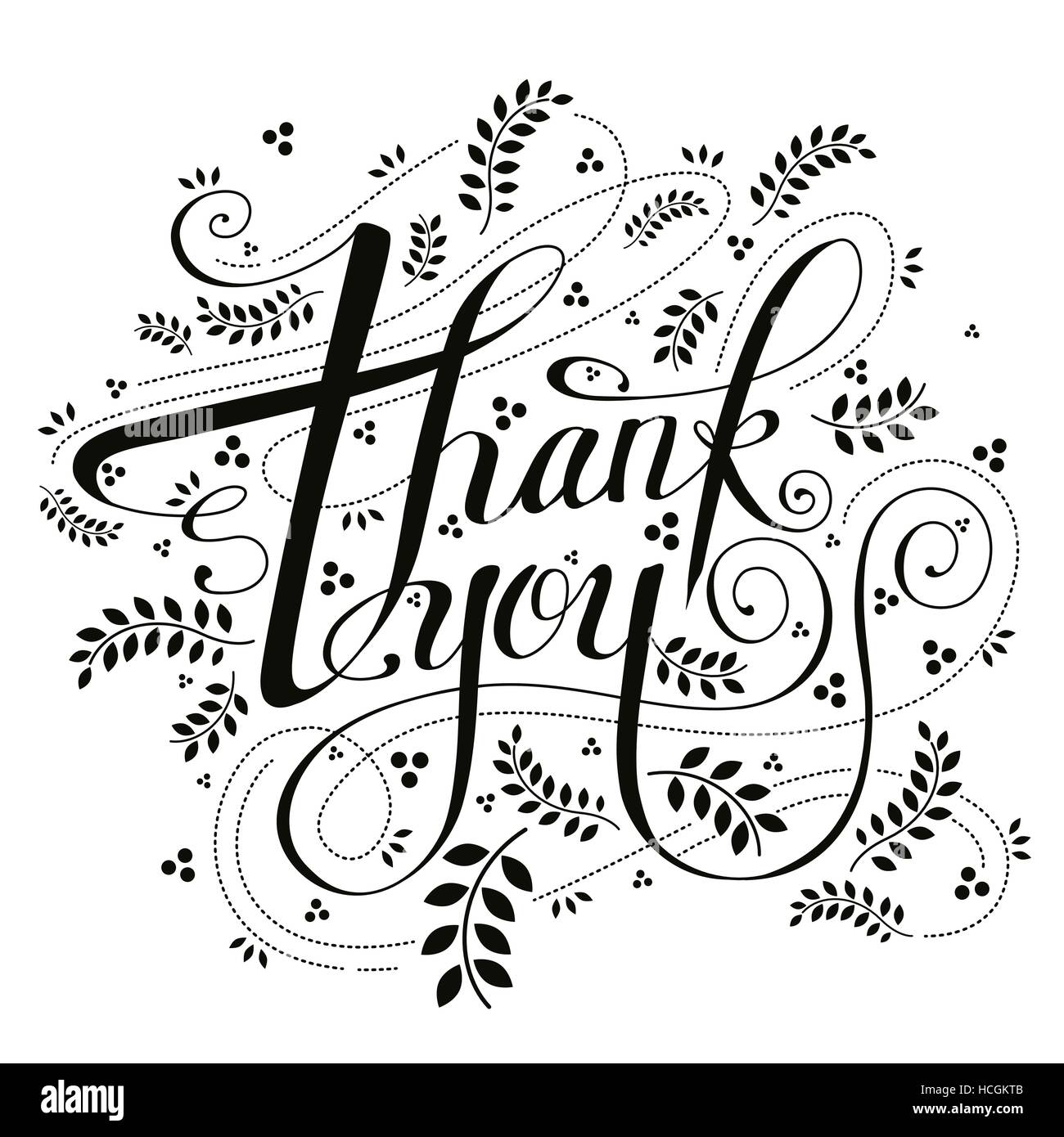 thank you calligraphy design with lovey decoration Stock Vector Image ...