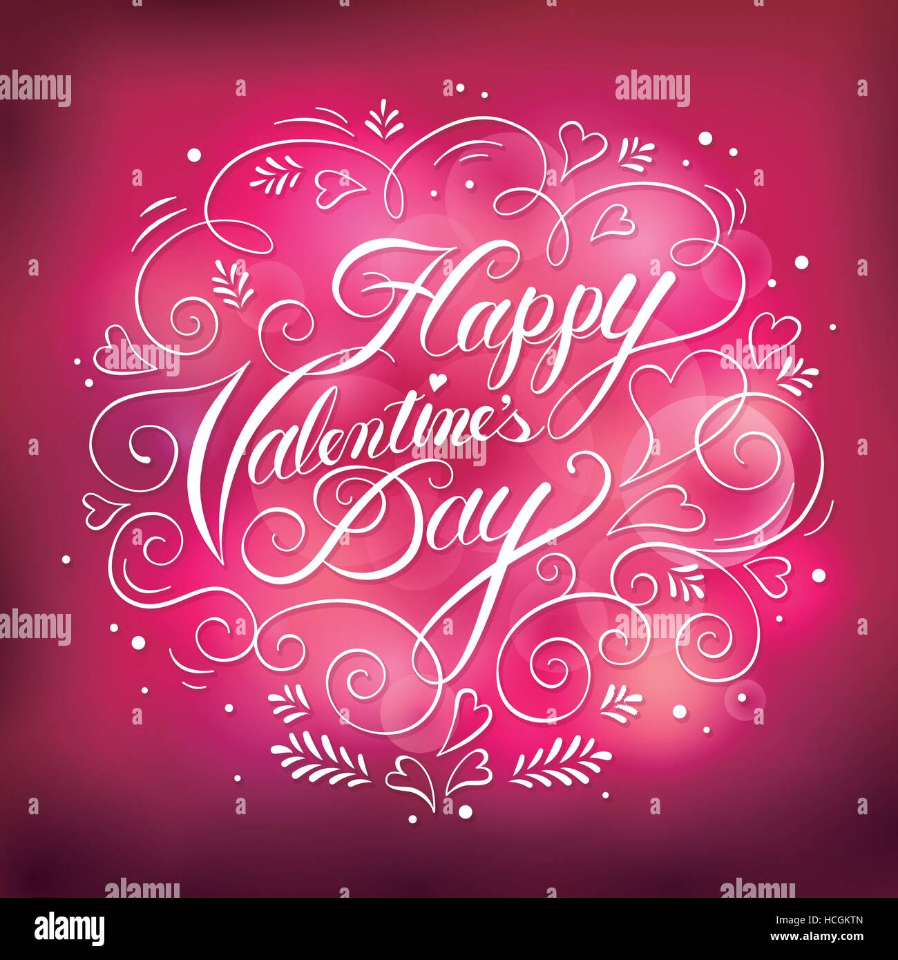 romantic Happy Valentine's day calligraphy design over blurred ...