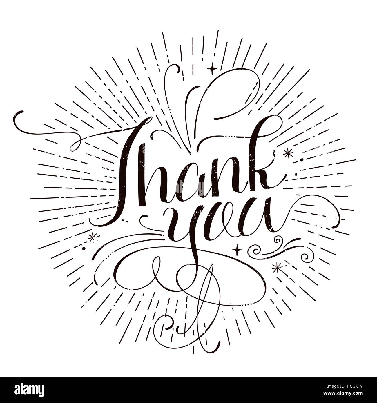 lovely Thank you calligraphy design in monochrome Stock Vector Image ...