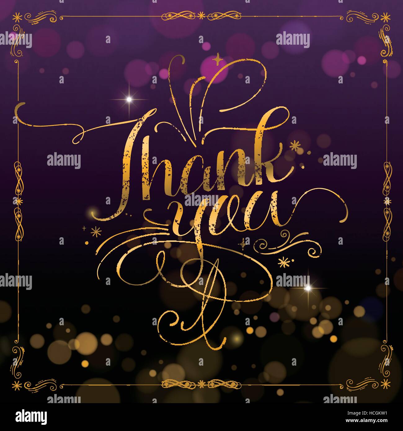 sumptuous Thank you calligraphy design in golden color Stock Vector ...