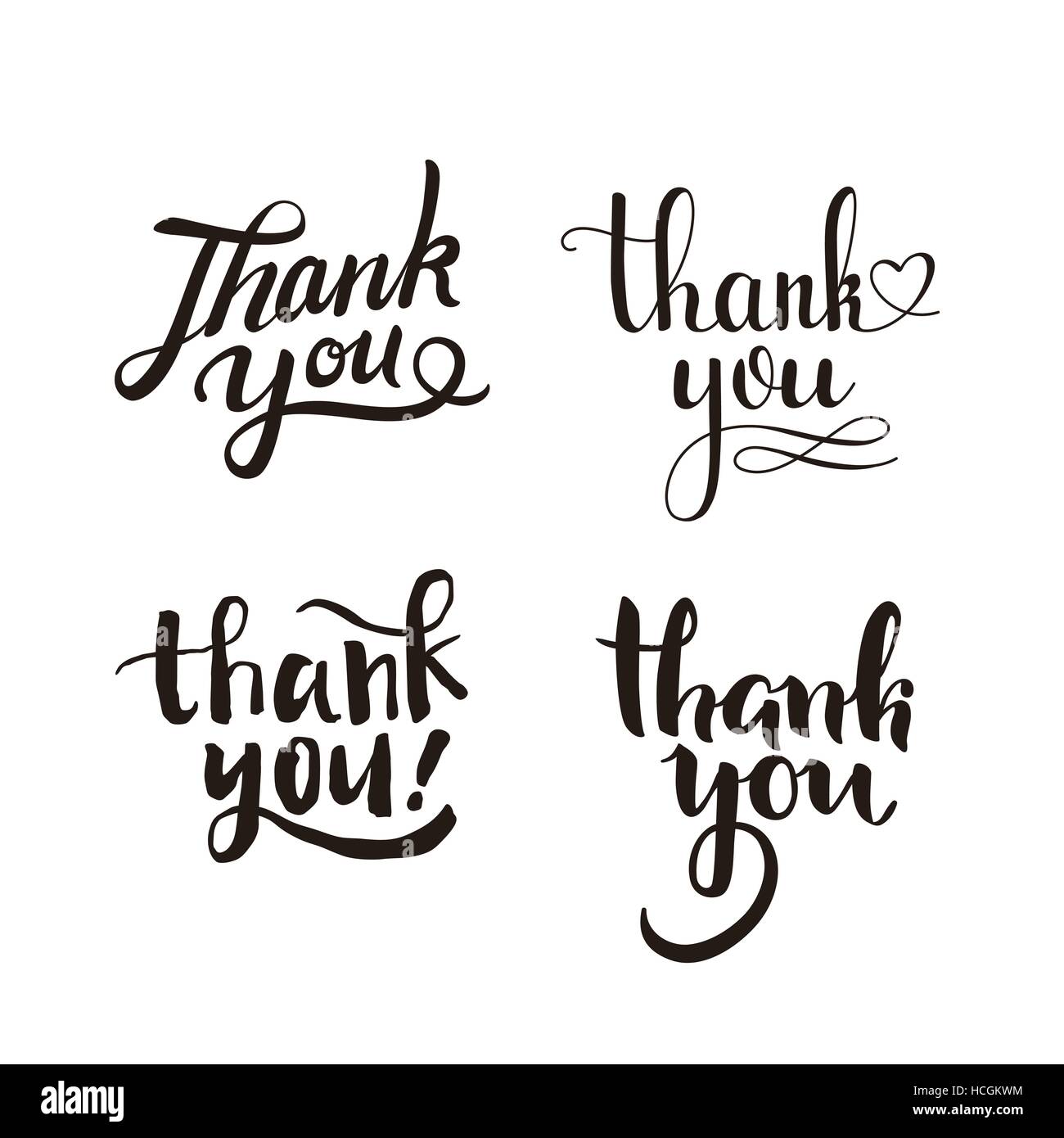 lovely handwritten Thank you calligraphy design collection Stock Vector ...
