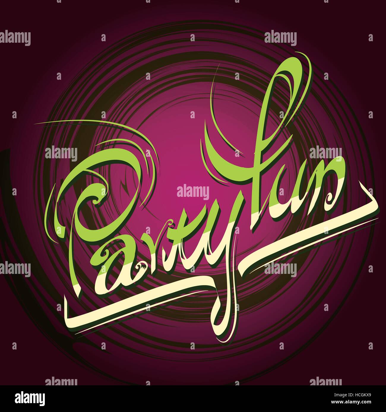 retro Party fun calligraphy design over purple background Stock Vector ...