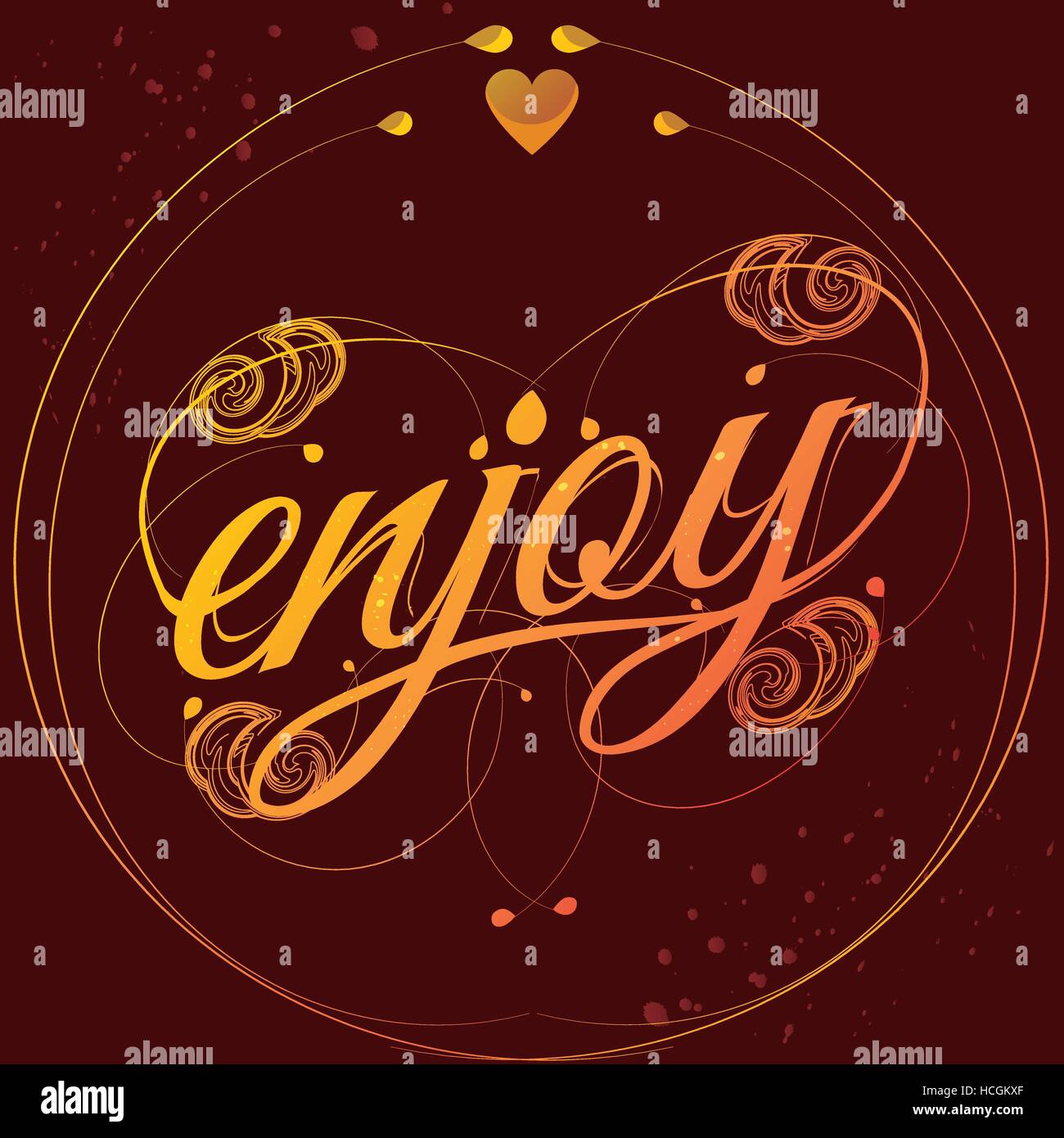 elegant enjoy calligraphy design over dark red background Stock Vector ...