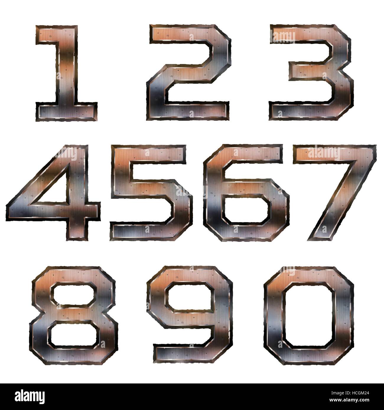 metallic numbers set isolated on white background Stock Vector Image ...