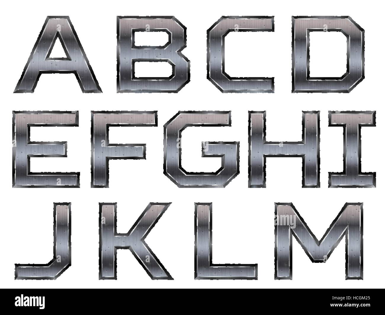 metallic alphabet set isolated on white background Stock Vector Image ...