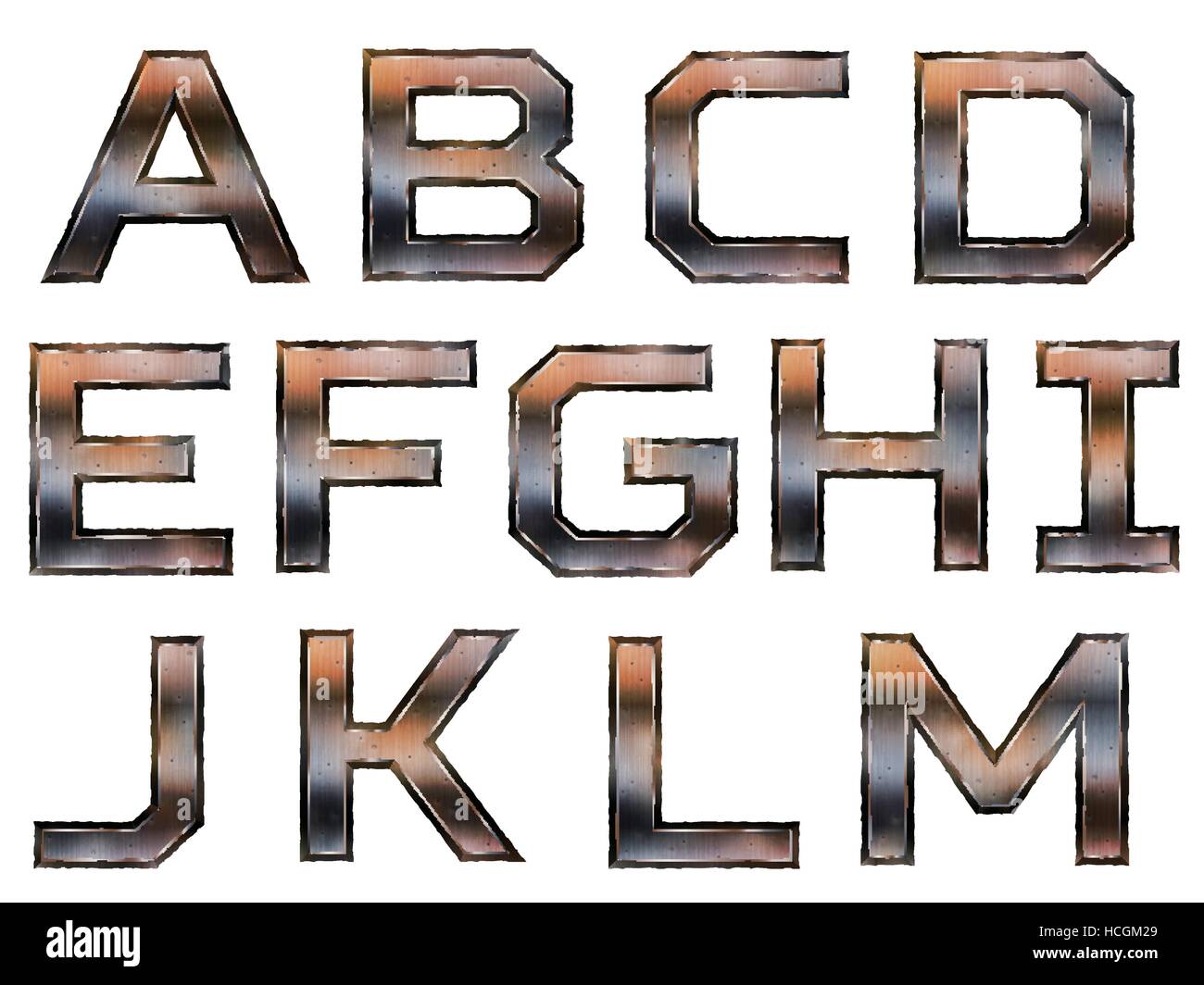 retro metallic alphabet set isolated on white background Stock Vector ...