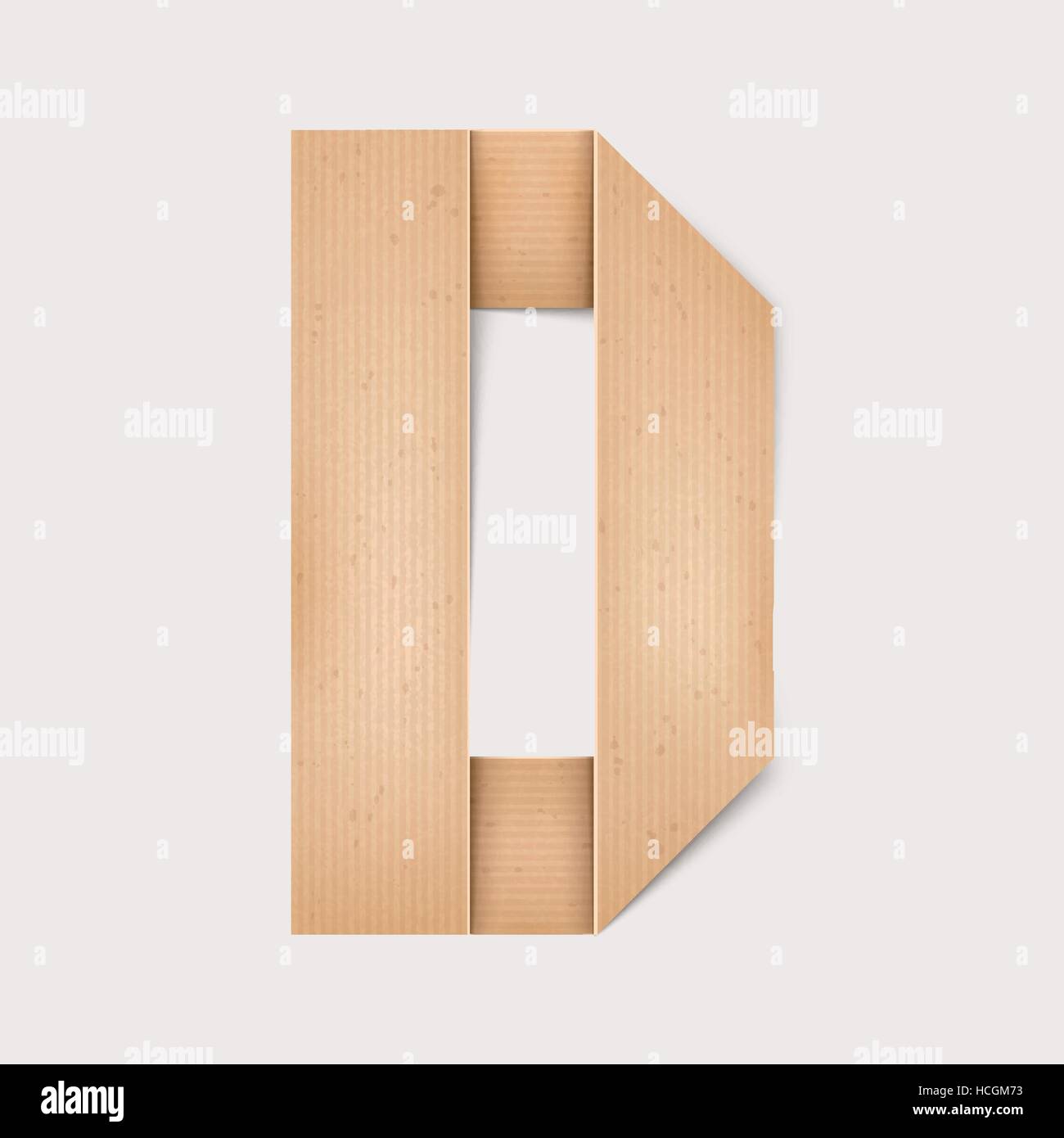 3d elegant folded paper letter D isolated on beige background Stock ...