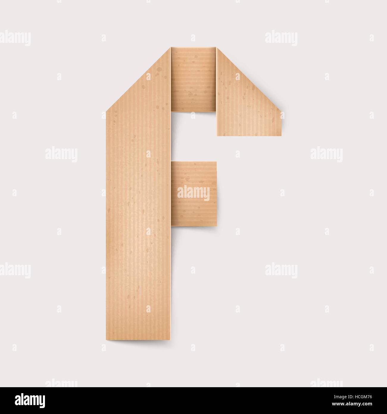 3d elegant folded paper letter F isolated on beige background Stock ...