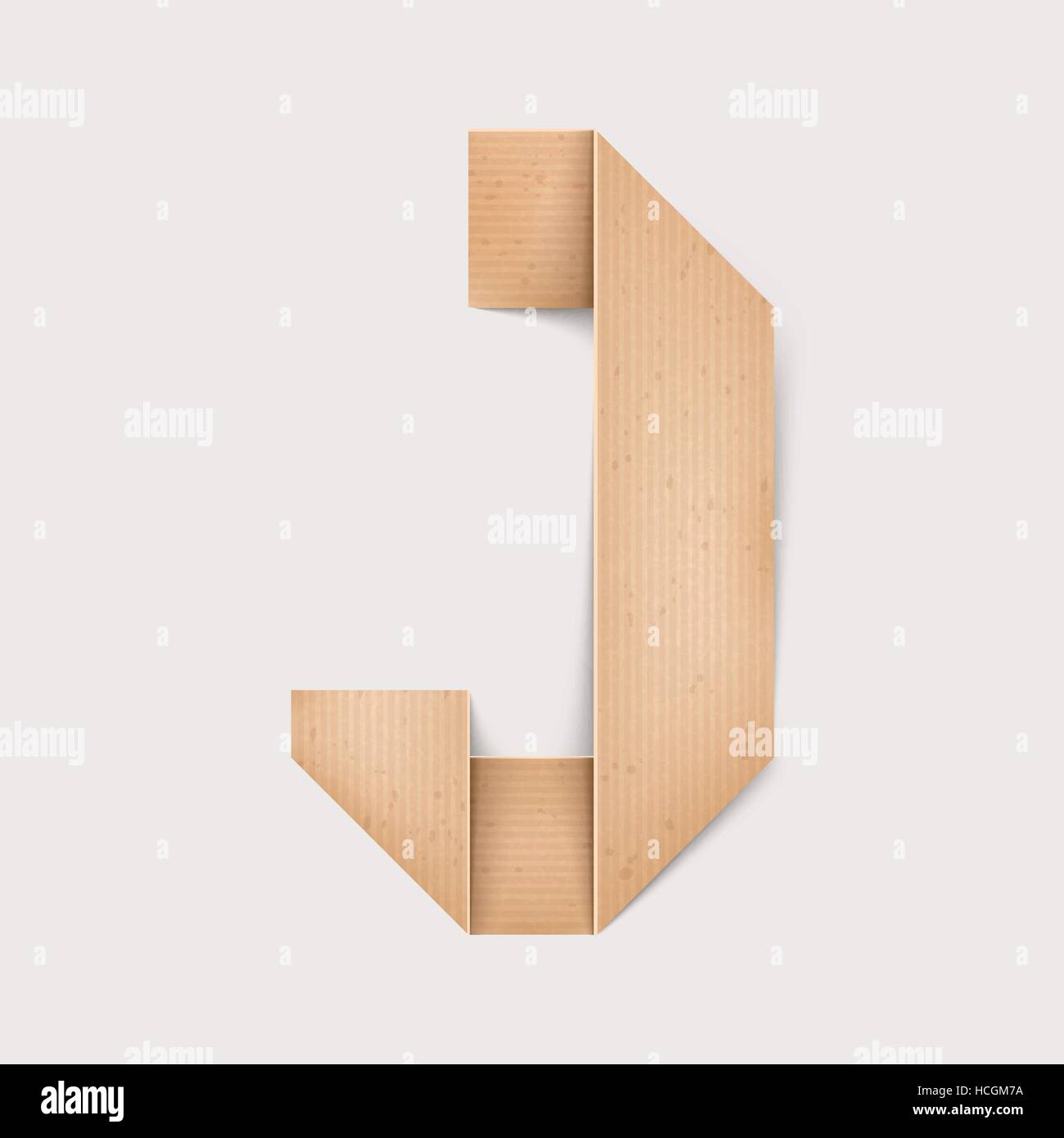 3d elegant folded paper letter J isolated on beige background Stock ...