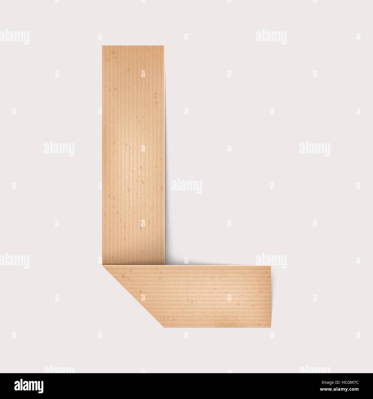 3d elegant folded paper letter L isolated on beige background Stock ...