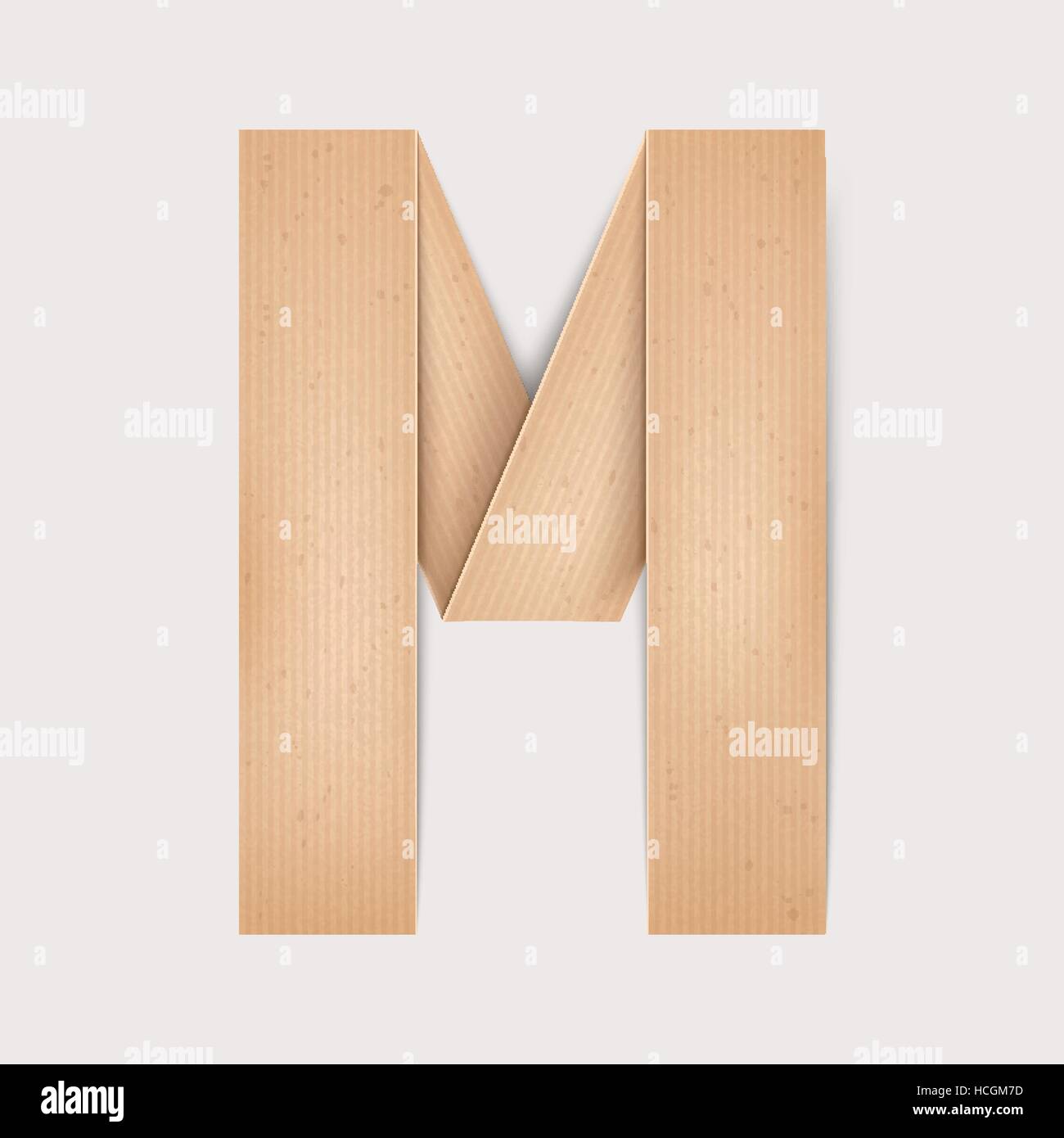 3d elegant folded paper letter M isolated on beige background Stock ...