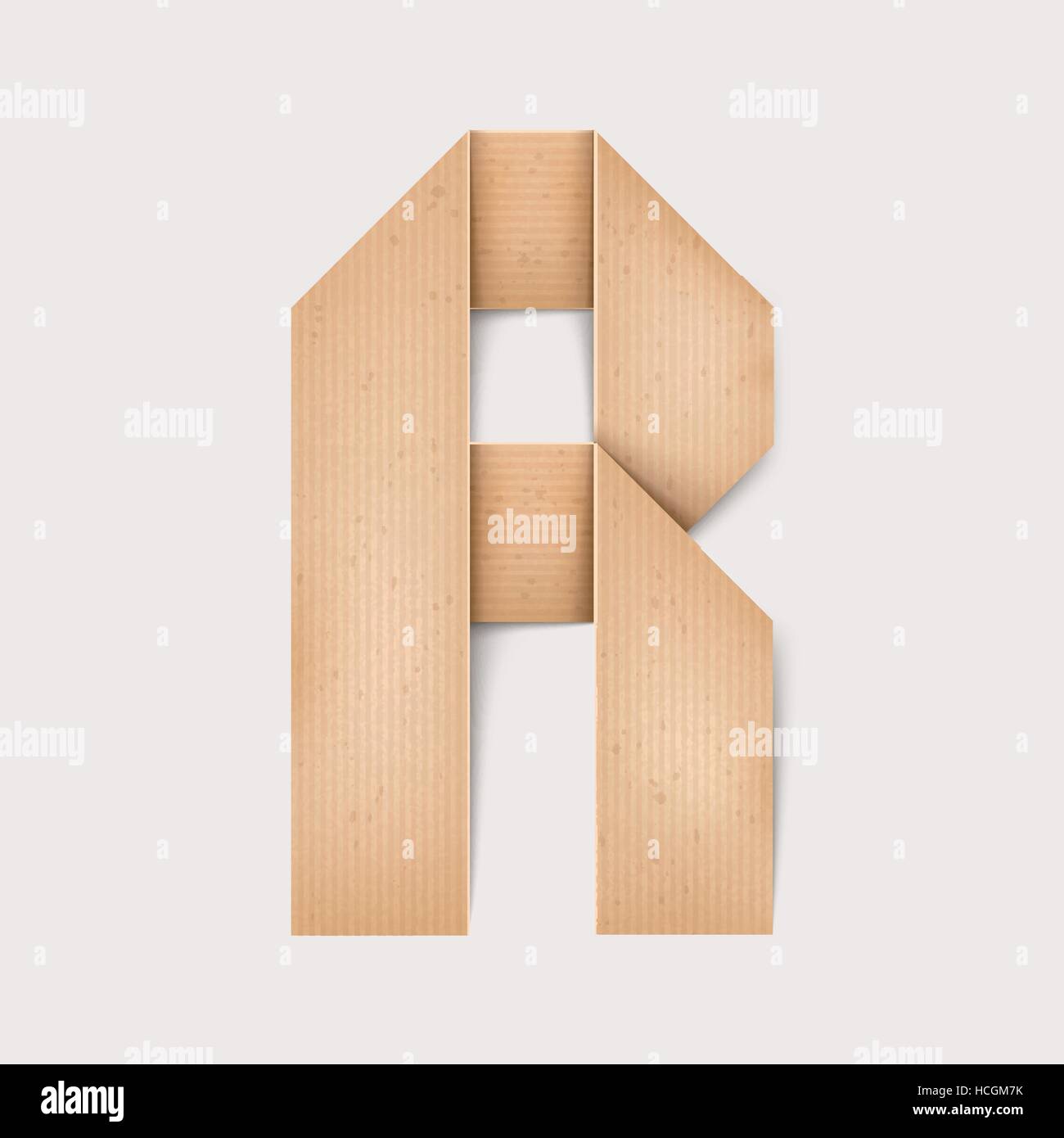 3d elegant folded paper letter R isolated on beige background Stock ...