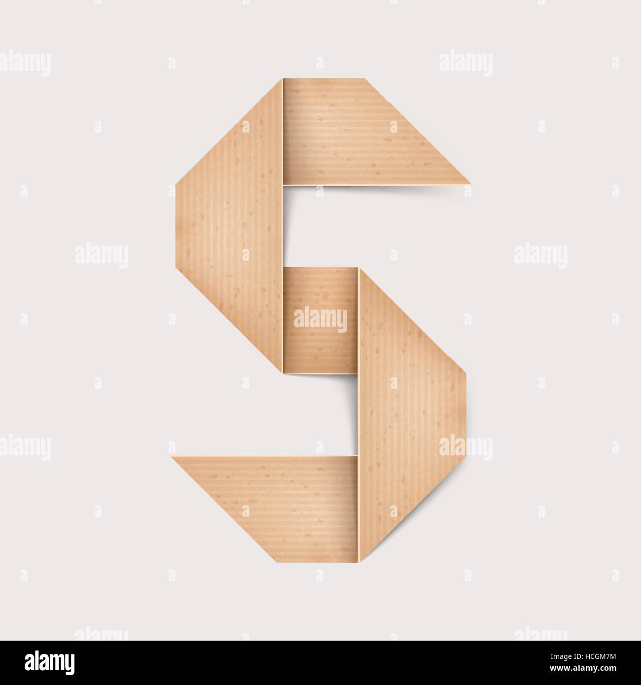 3d elegant folded paper letter S isolated on beige background Stock ...