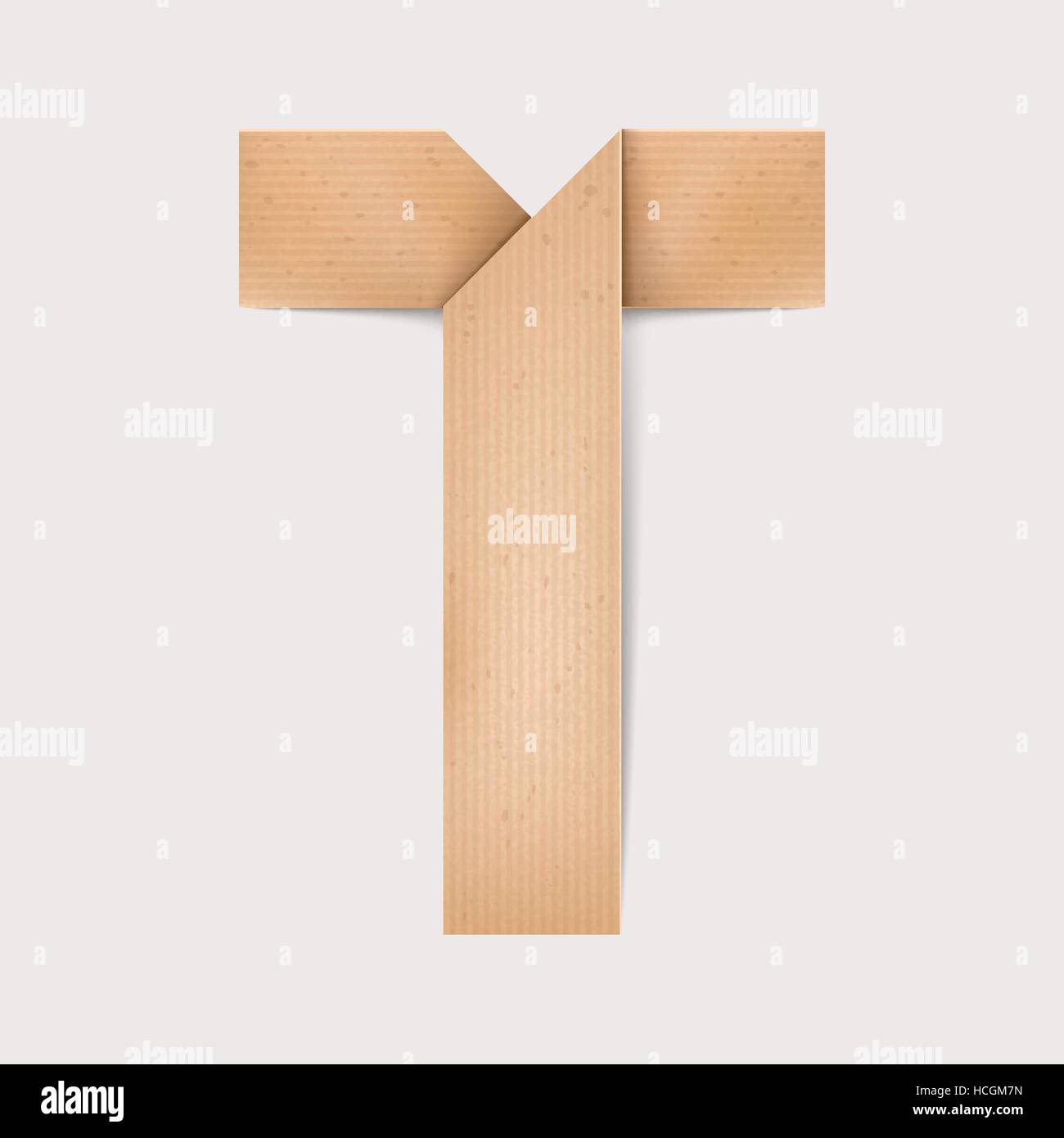 3d elegant folded paper letter T isolated on beige background Stock ...