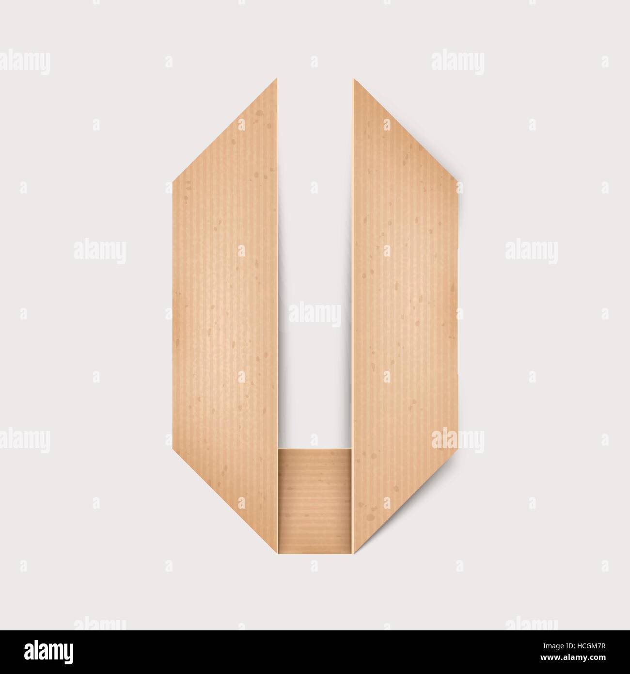 3d elegant folded paper letter V isolated on beige background Stock ...