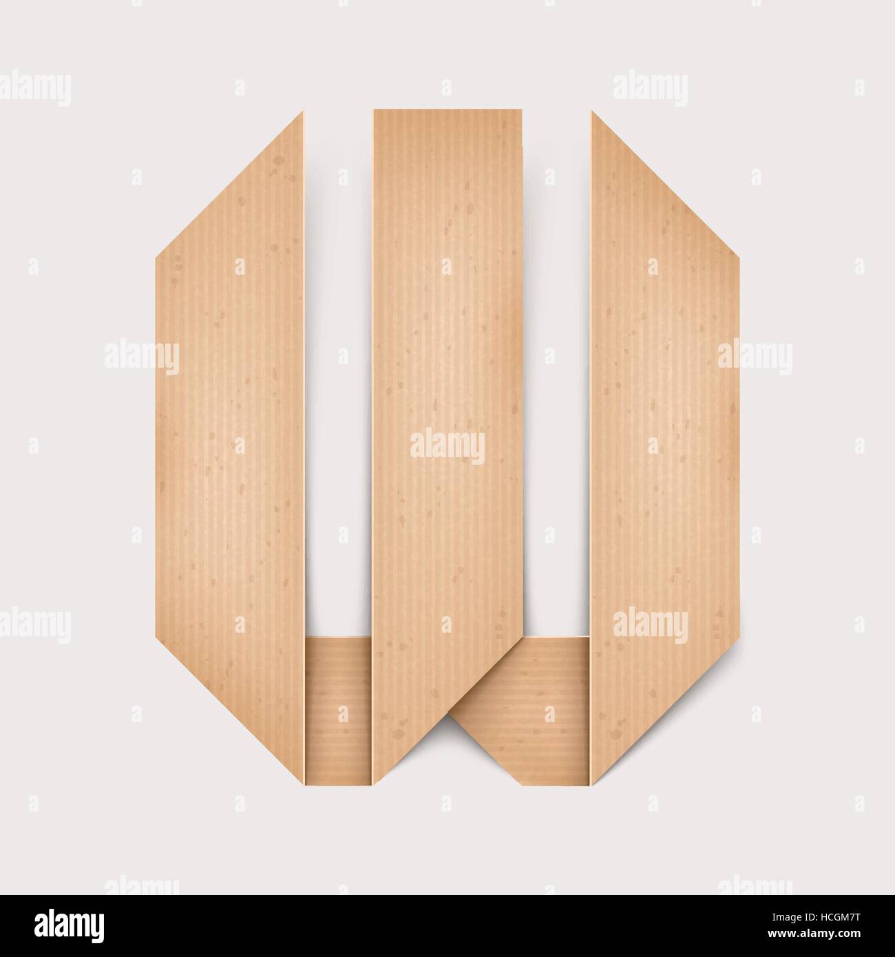 3d elegant folded paper letter W isolated on beige background Stock ...
