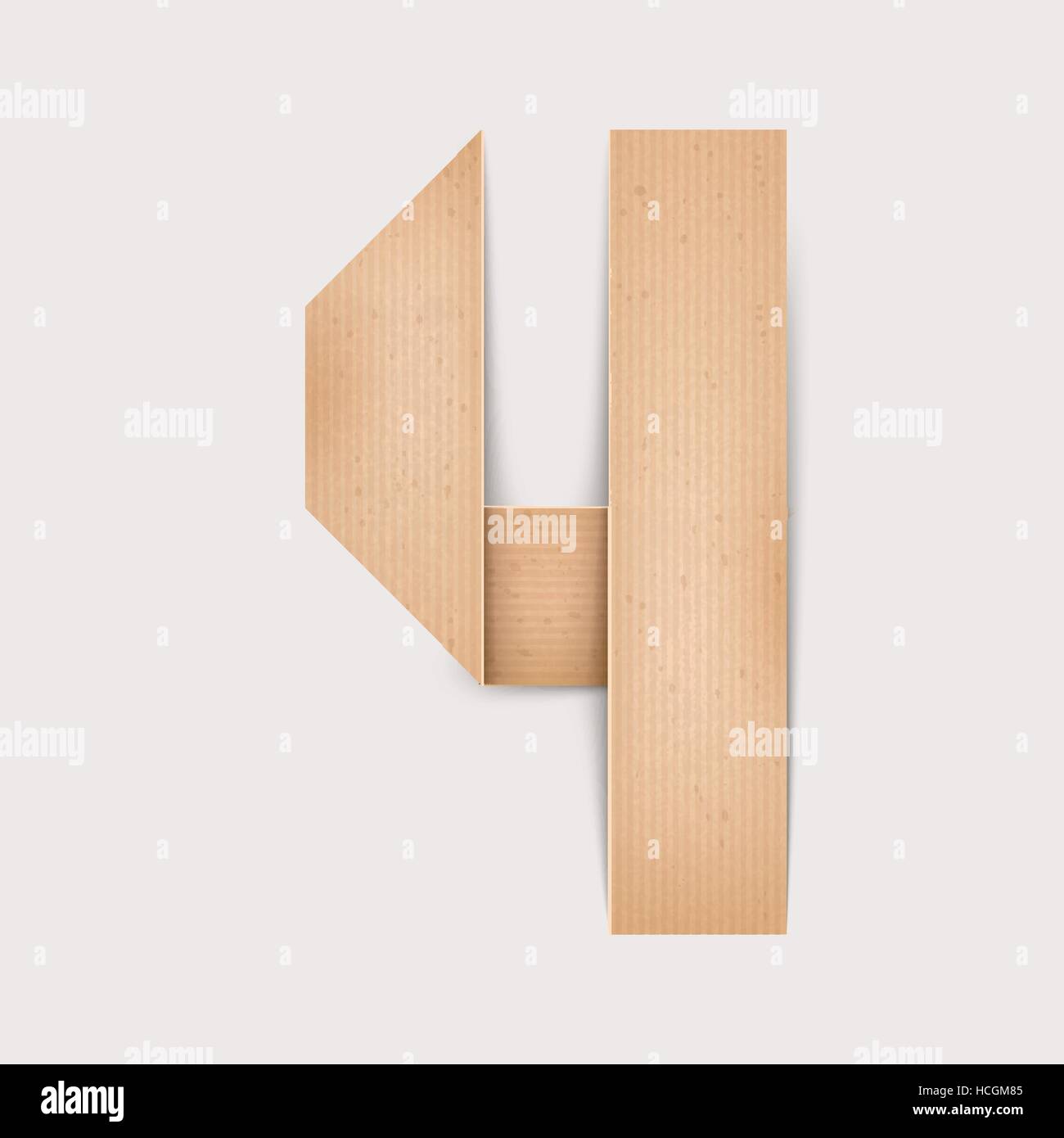 3d elegant folded paper number 4 isolated on beige background Stock ...