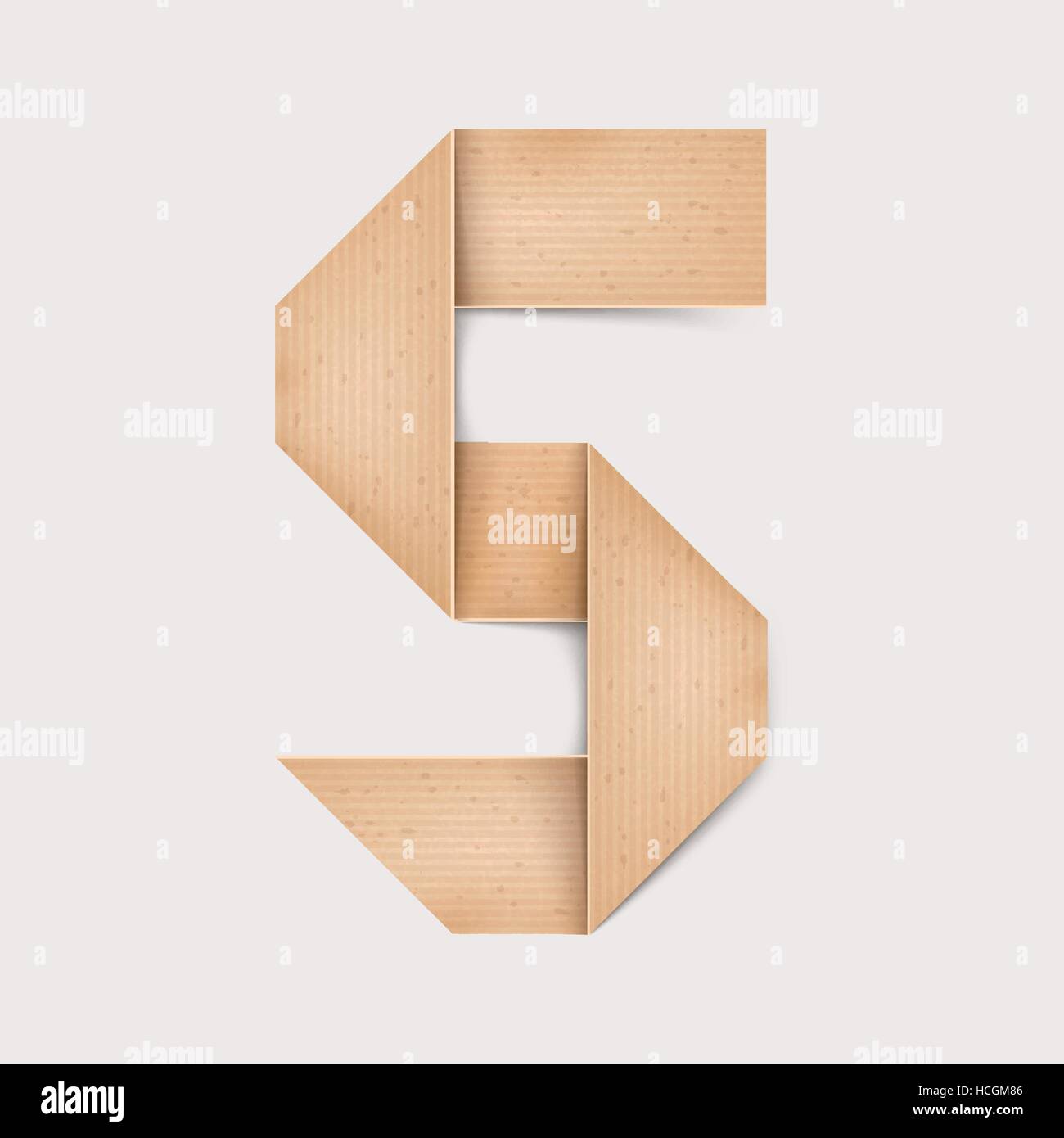 3d elegant folded paper number 5 isolated on beige background Stock ...