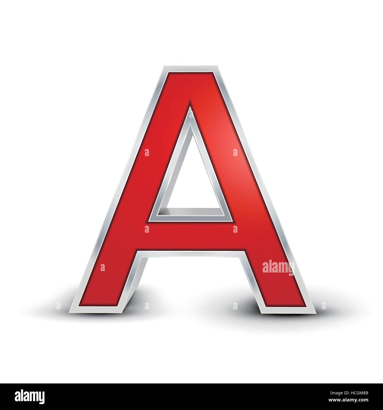 3d red metallic letter A isolated on white background Stock Vector ...
