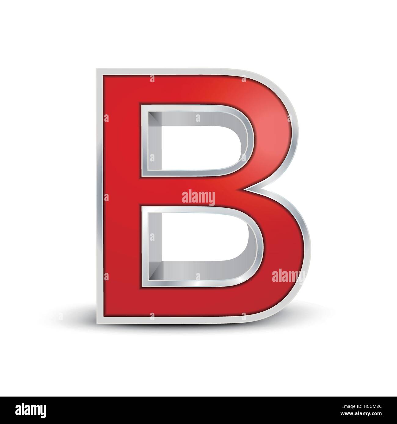 3d red metallic letter B isolated on white background Stock Vector ...