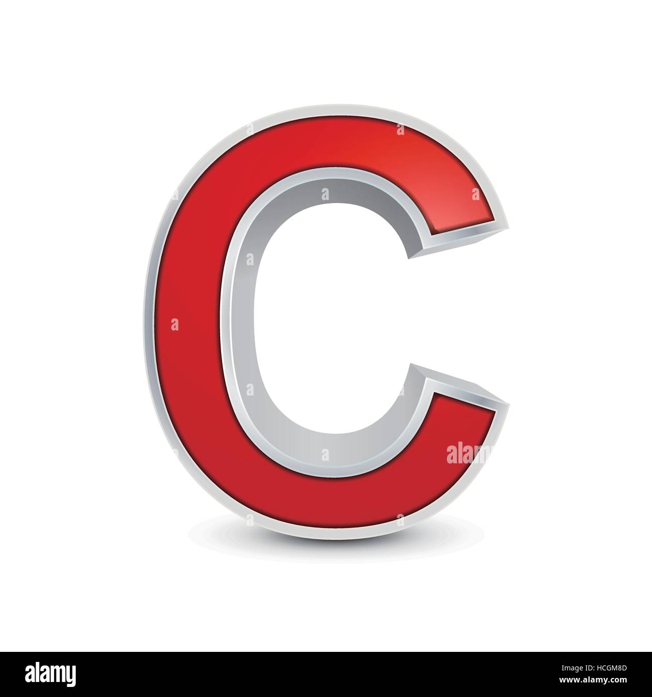 3d red metallic letter C isolated on white background Stock Vector ...