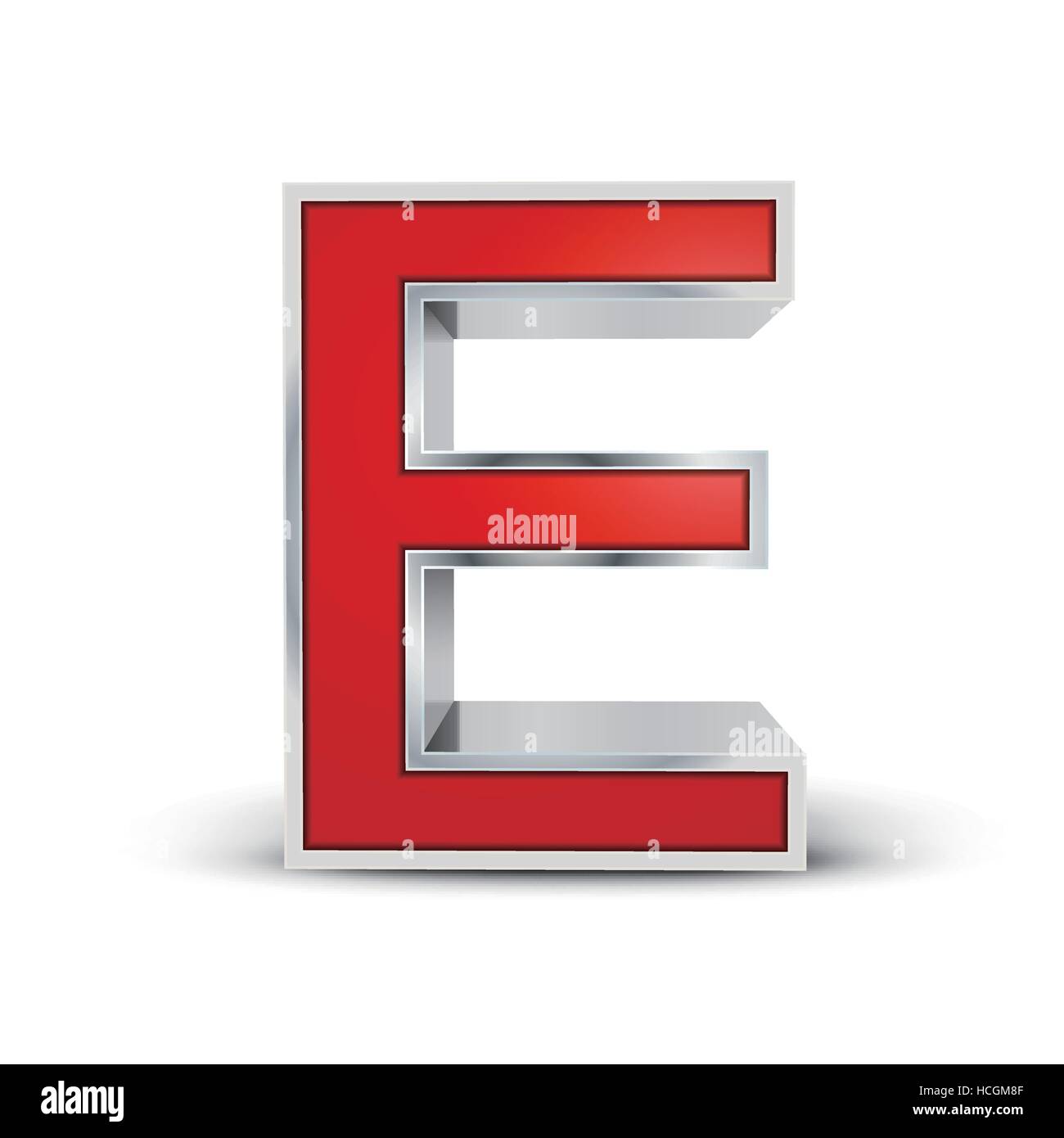 3d red metallic letter E isolated on white background Stock Vector ...