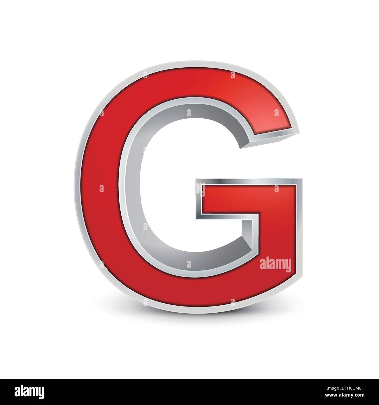 3d red metallic letter G isolated on white background Stock Vector ...
