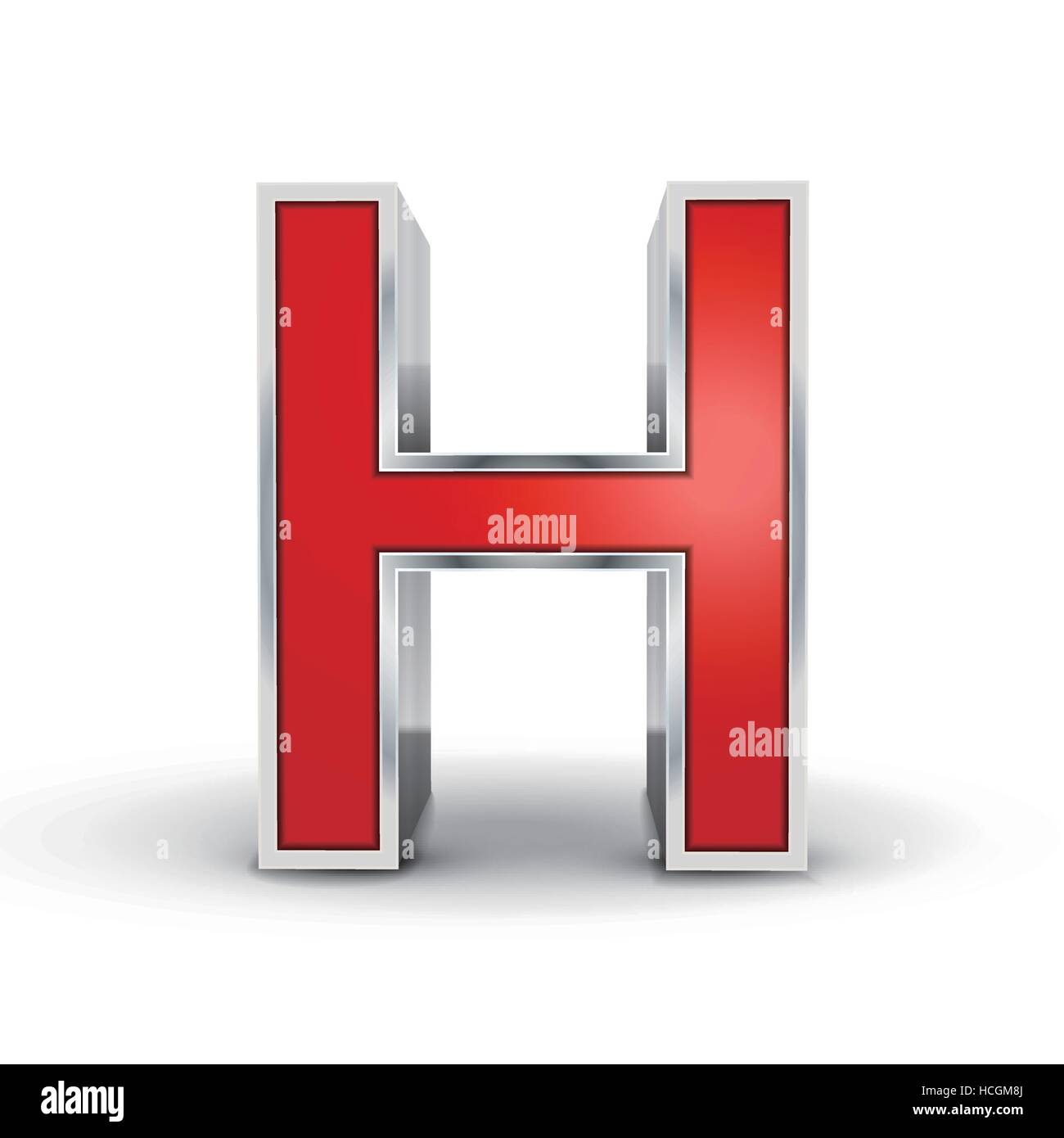 3d red metallic letter H isolated on white background Stock Vector ...