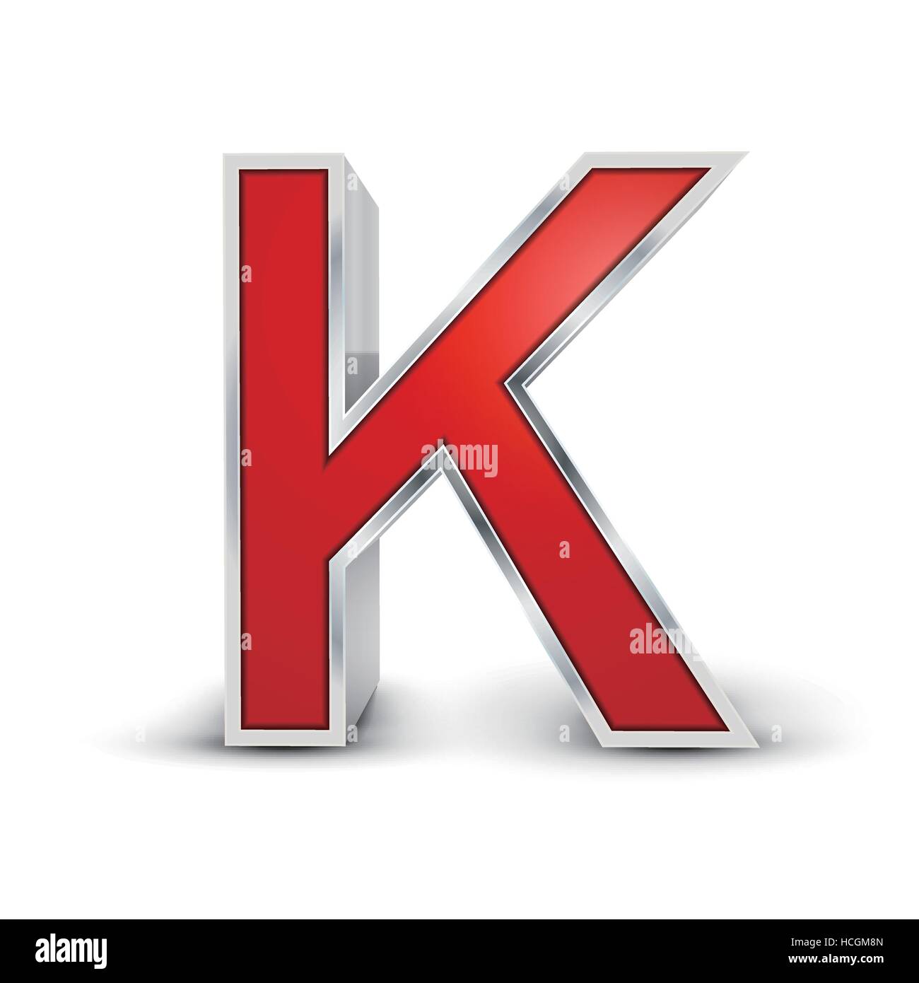 3d red metallic letter K isolated on white background Stock Vector ...